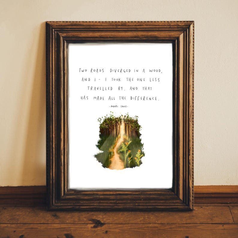 Robert Frost | the Road Not Taken | Illustration Quote Poem Wall Art ...
