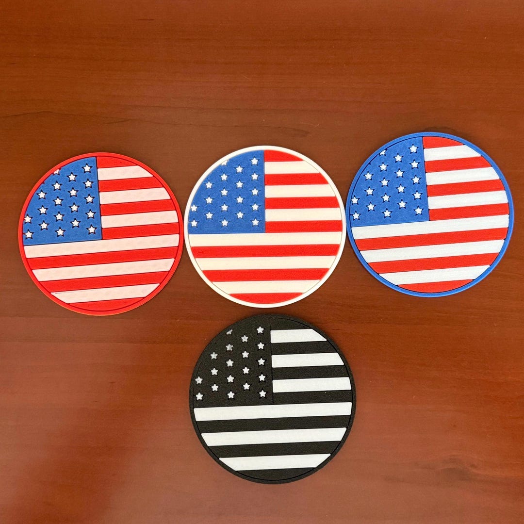 American Flag Coaster Set – July Fourth Patriotic Decor – Set of 4 With ...