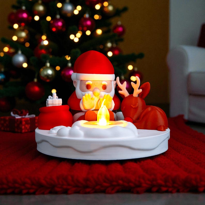 Santa's Cozy Campfire LED Scene | Christmas Table Centerpiece | Holiday ...