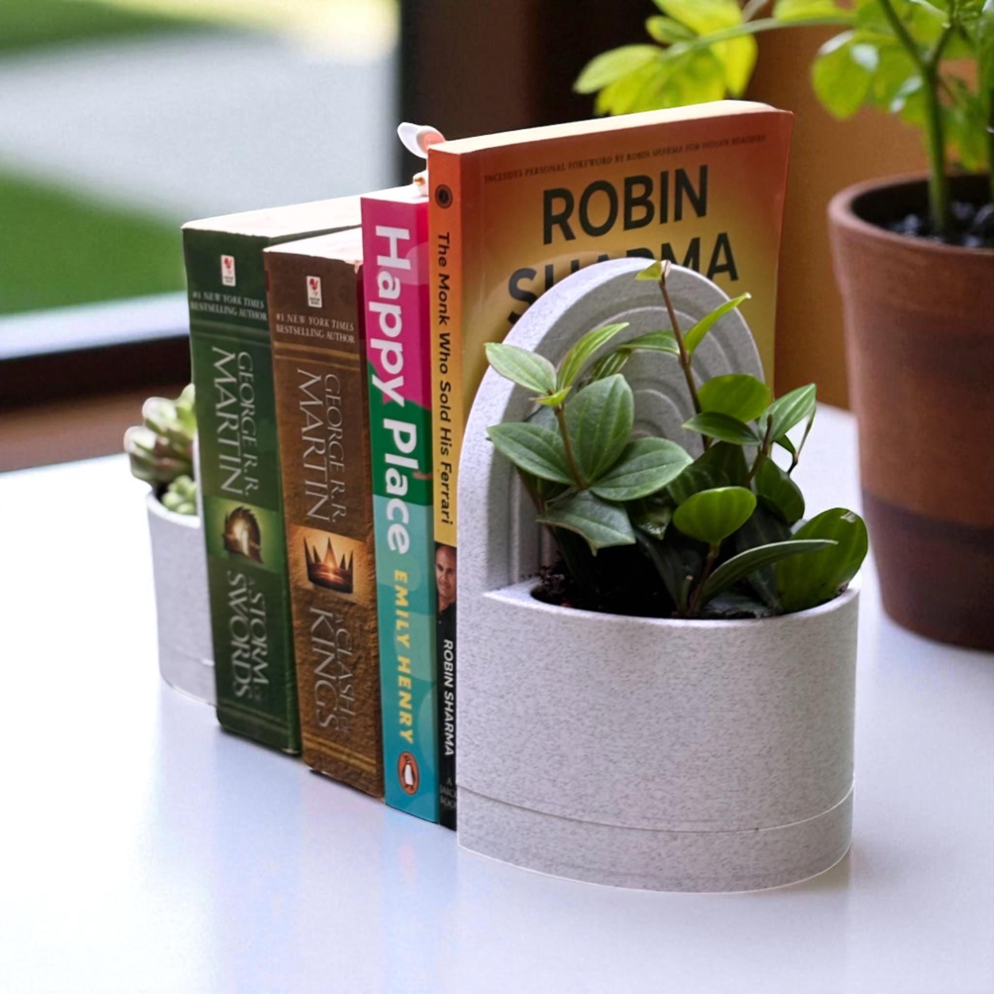 Bookend Planter With Hidden Water Tray -3D Printed Bookend -modern ...