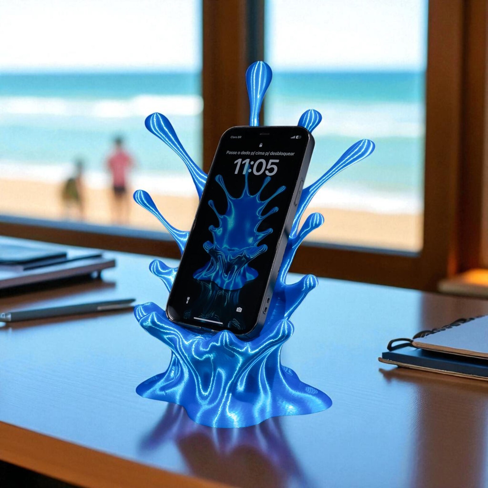 Whimsical Water Drop Smartphone Stand | 3D Printed Splash Desk Holder ...