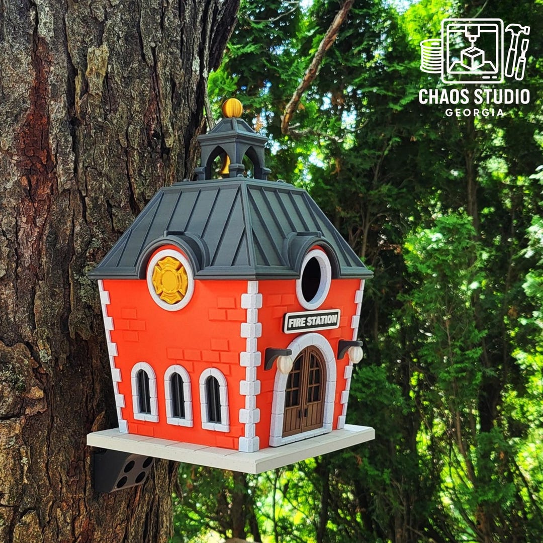 Fire Station Birdhouse | Decorative Outdoor Bird House | Whimsical ...