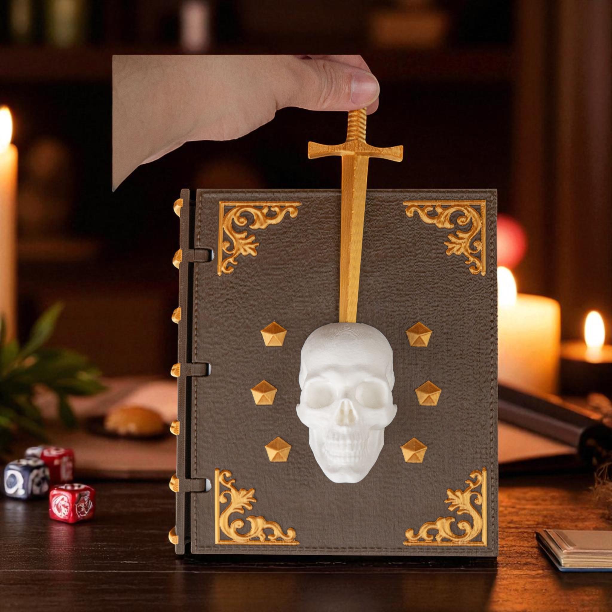 Slayer’s Codex : Skull Spellbook Dice Box - Dnd Dice Tray, RPG Storage ...