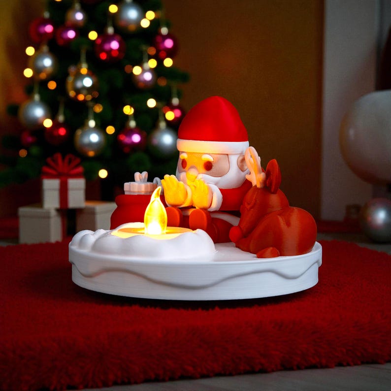 Santa's Cozy Campfire LED Scene | Christmas Table Centerpiece | Holiday ...