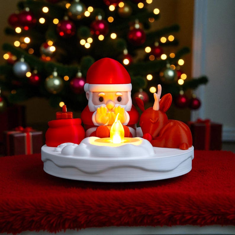 Santa's Cozy Campfire LED Scene | Christmas Table Centerpiece | Holiday ...