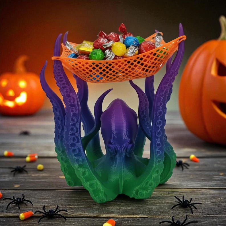 Customizable 3D Printed Octopus Bowl: Unique Ocean Themed Candy Dish or ...