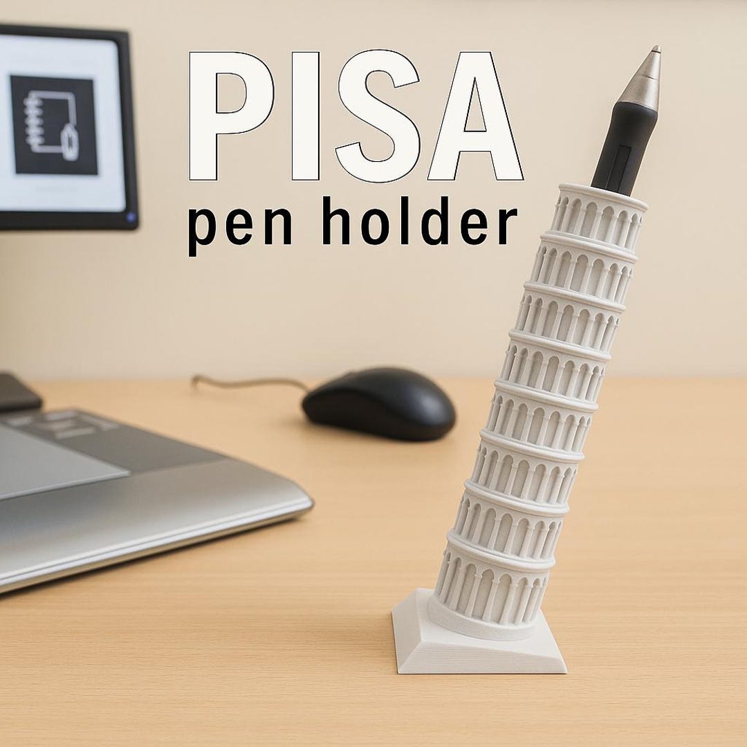 3D Printed Leaning Tower of Pisa Pen Holder – Unique Desk Organizer ...