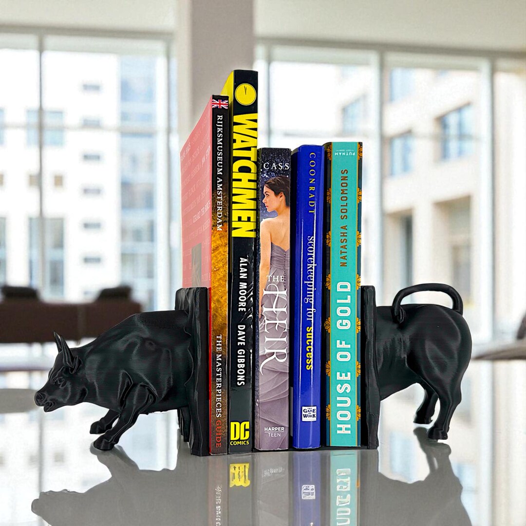 3D Printed Charging Bull Bookends: Unique Wall Street Inspired Desk ...