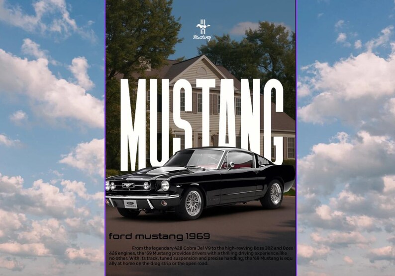 Classic Ford Mustang 1969 Poster [digital Download] [ford Mustang ...