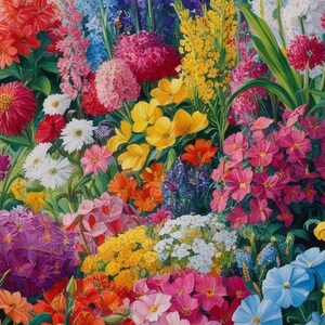 Vibrant Garden of Blooming Colors. - Etsy
