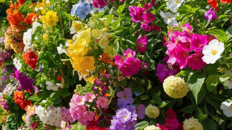 Vibrant Garden of Blooming Colors. - Etsy