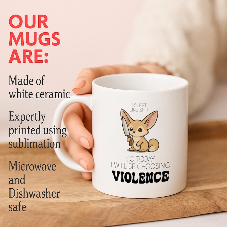 Kawaii Rude Trendy Fennec Fox Coffee Mug Ceramic White Meme Mug ...