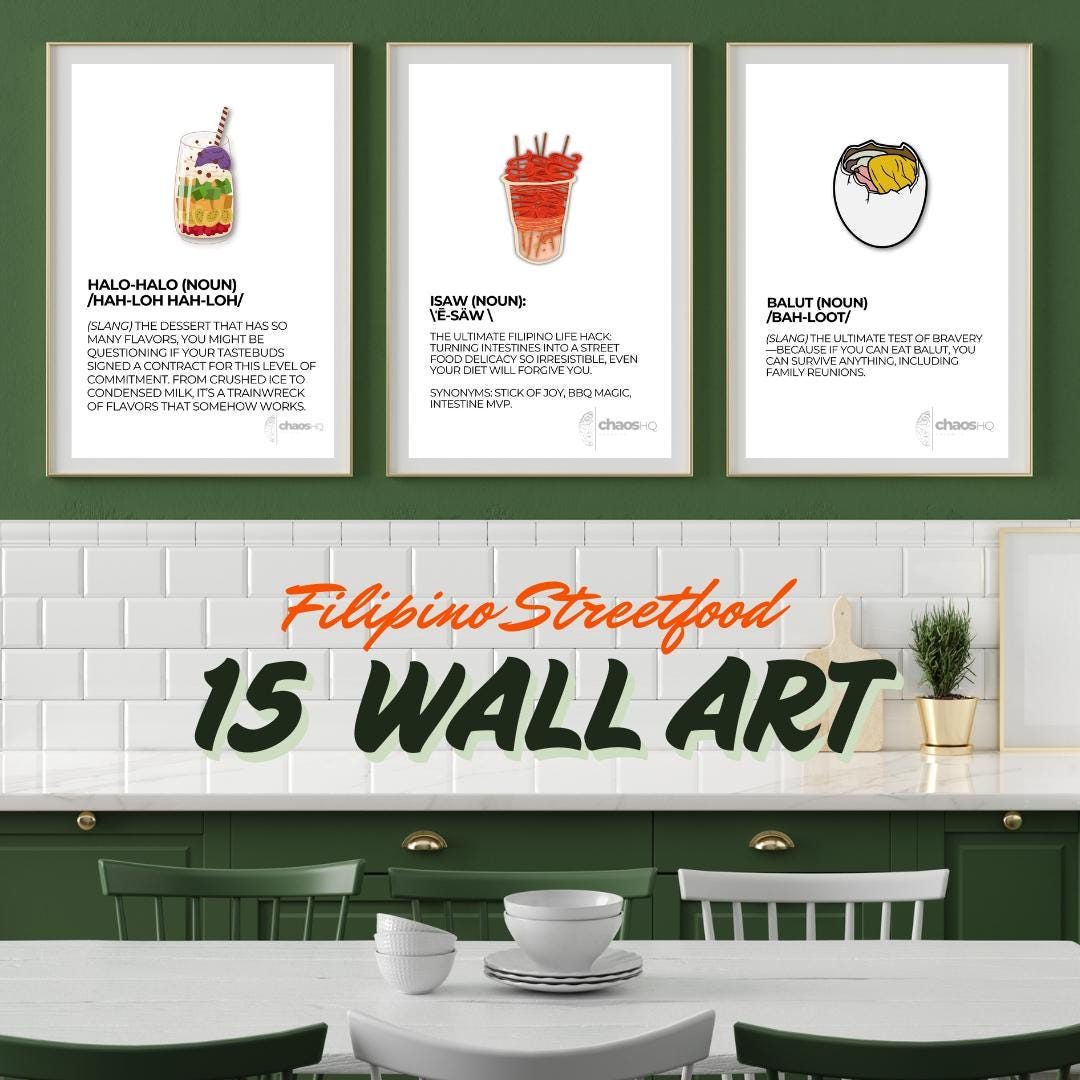Filipino Pinoy Street Food Wall Art Home Decor Minimalist Funny Meaning ...