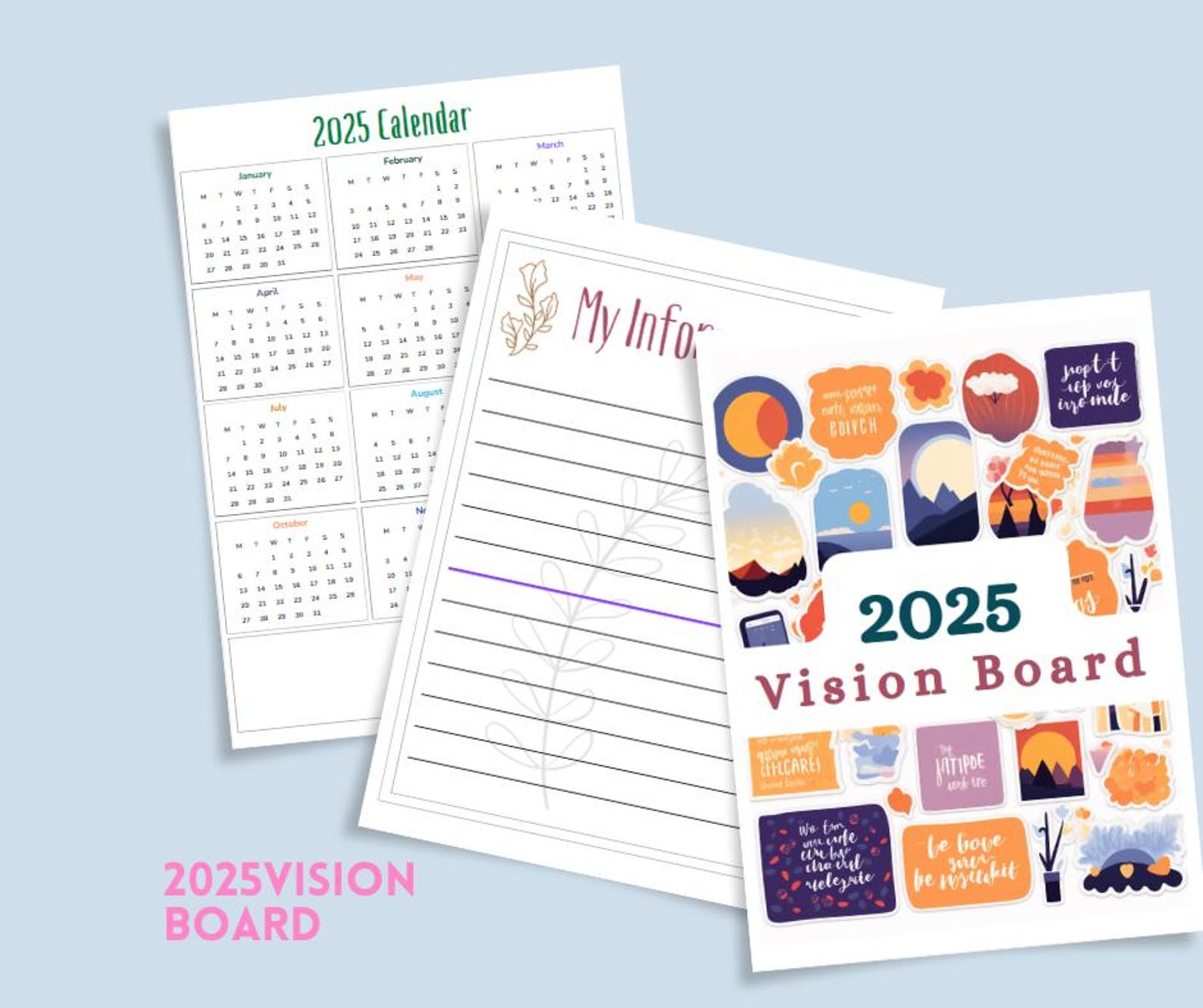 2025 Vision Board Planner Printable | Goal Setting Journal | Life ...