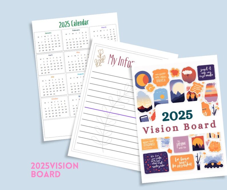 2025 Vision Board Planner Printable | Goal Setting Journal | Life ...