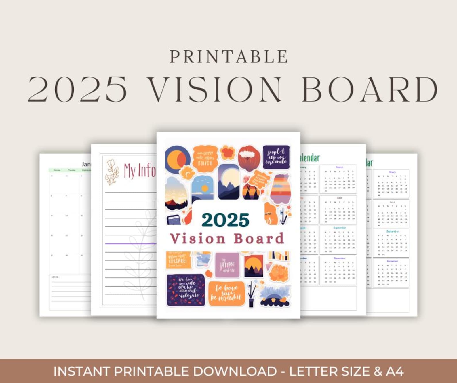 2025 Vision Board Planner Printable | Goal Setting Journal | Life ...