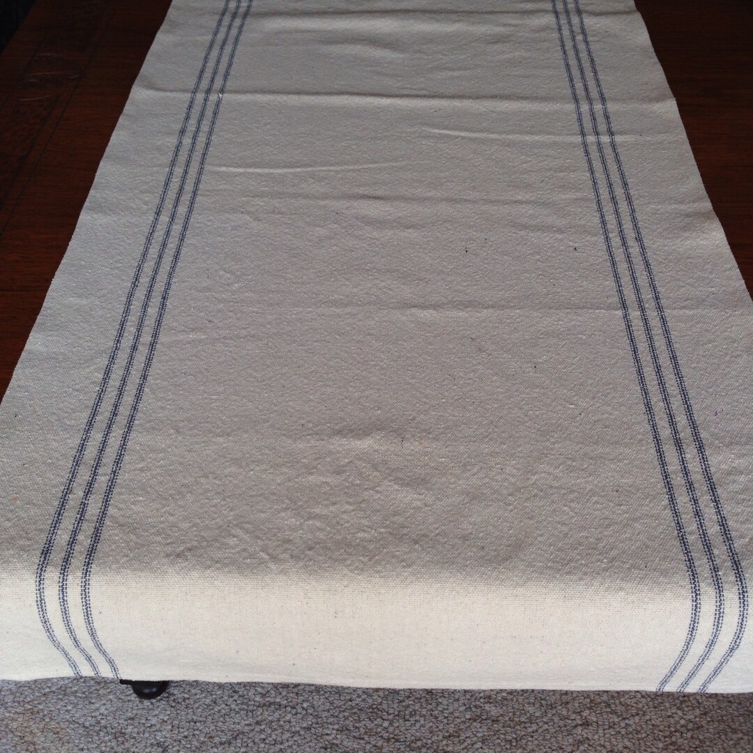 Grain Sack Table Runner New Blue Stripe - Etsy