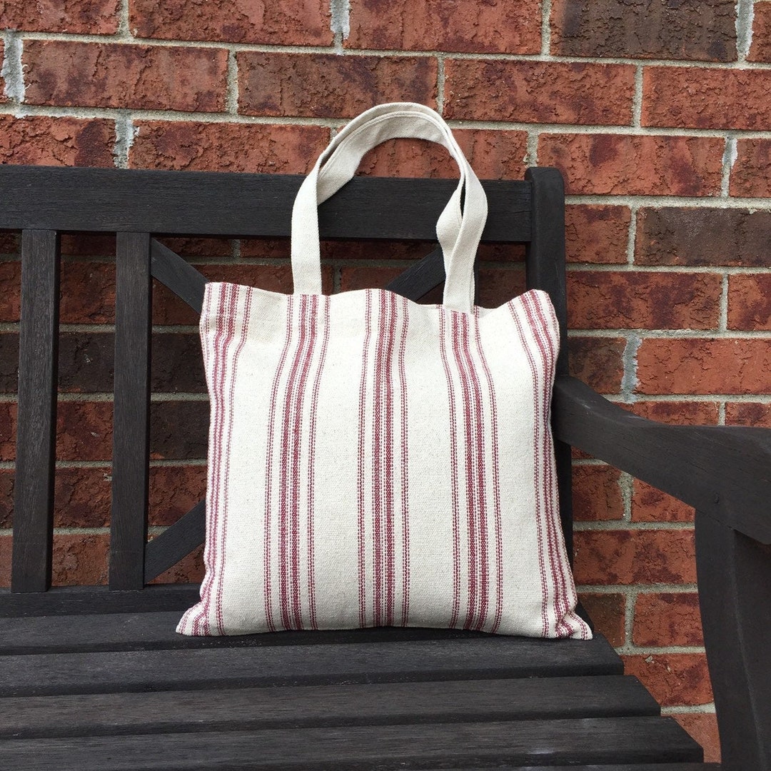 Grain Sack Fabric Tote Bag Vintage Inspired Feed Sack Bag Flour Sack ...