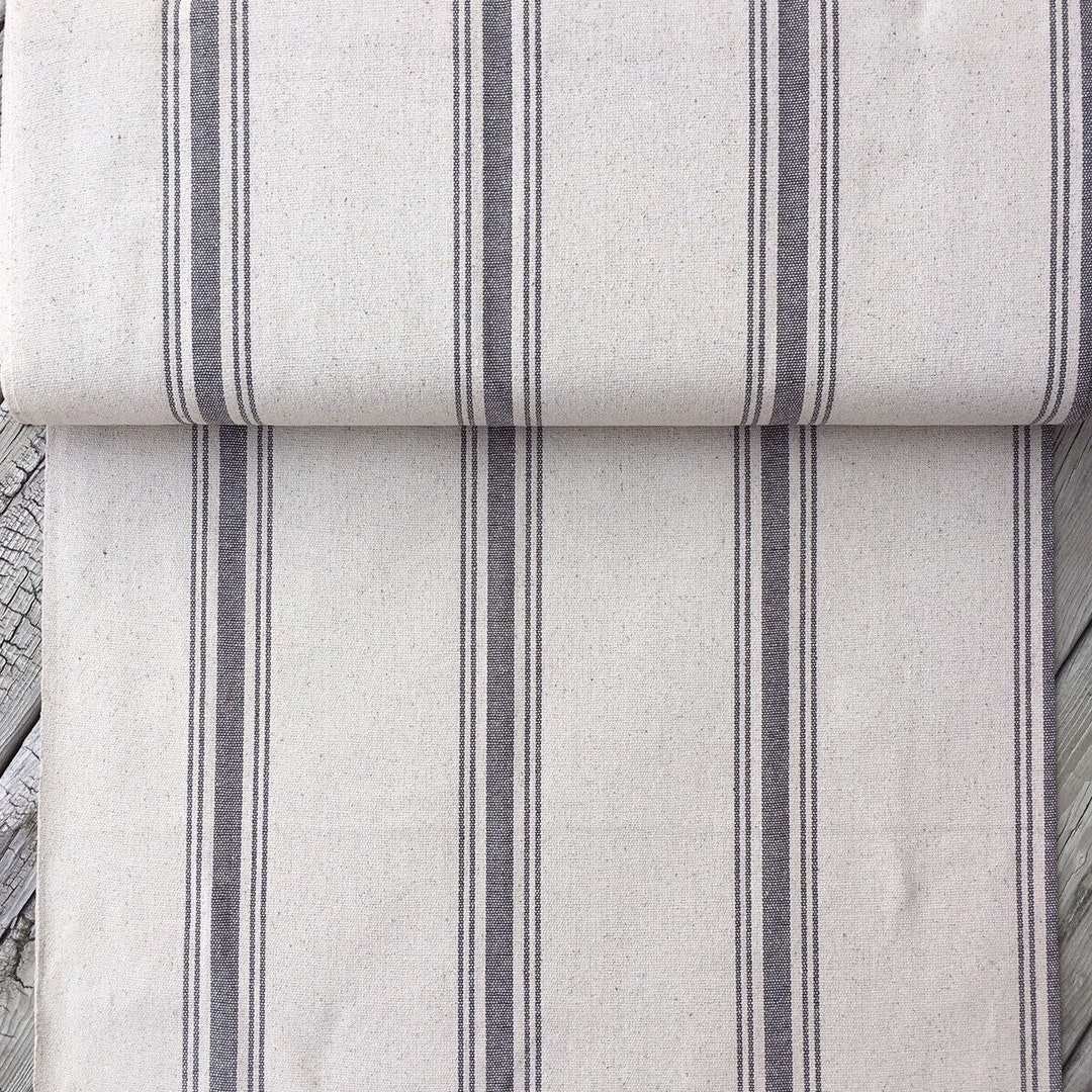 Grain Sack Fabric Gray Stripe by the Yard Vintage Inspired Feed Sack ...