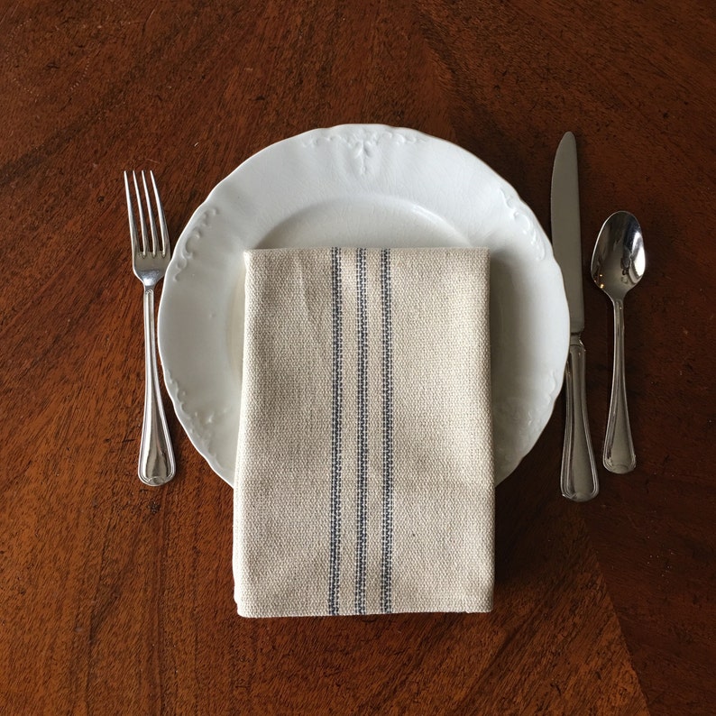 Grain Sack Dinner Napkin Blue Stripes - Etsy
