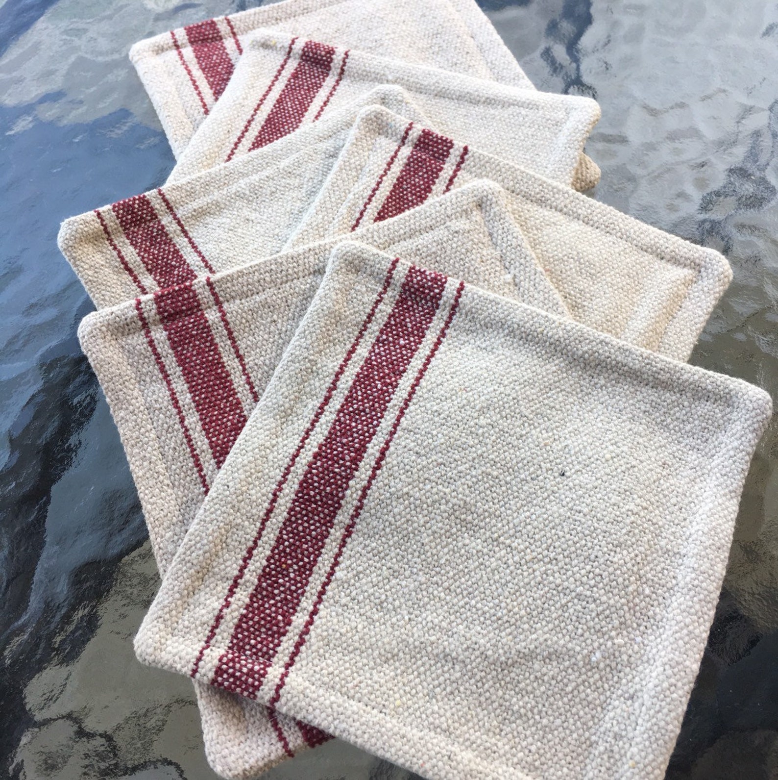 Grain Sack Coasters Set of Six | Etsy