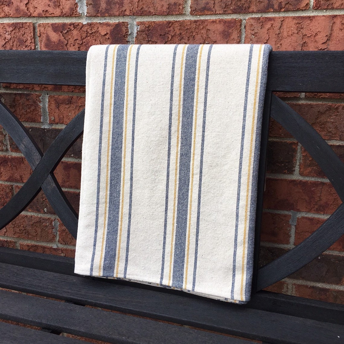 Striped Grain Sack Throw Blanket: Cotton Blend Coverlet (60” X 54”) - Etsy