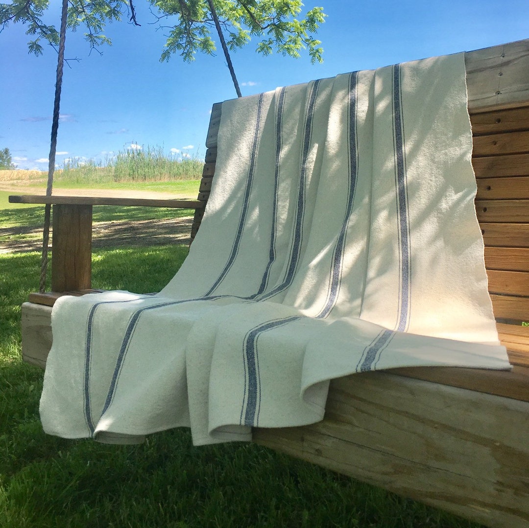 Cotton Blend Grain Sack Throw Blanket: Farmhouse Style Coverlet - Etsy