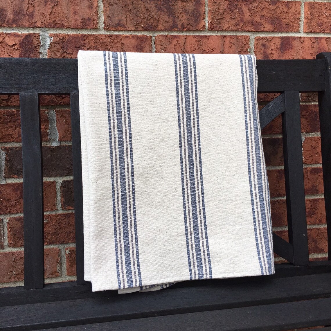 Striped Grain Sack Throw Blanket: Cotton Blend Coverlet (60” X 54”) - Etsy