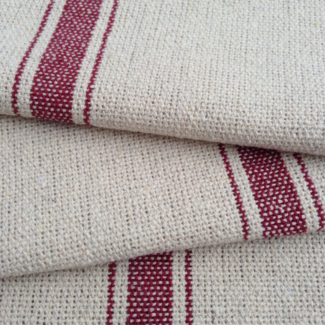 Grain Sack Table Runner Red Center Stripes - Etsy