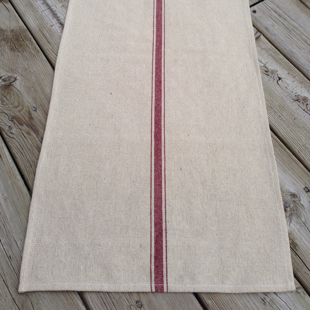 Grain Sack Table Runner Red Center Stripes - Etsy