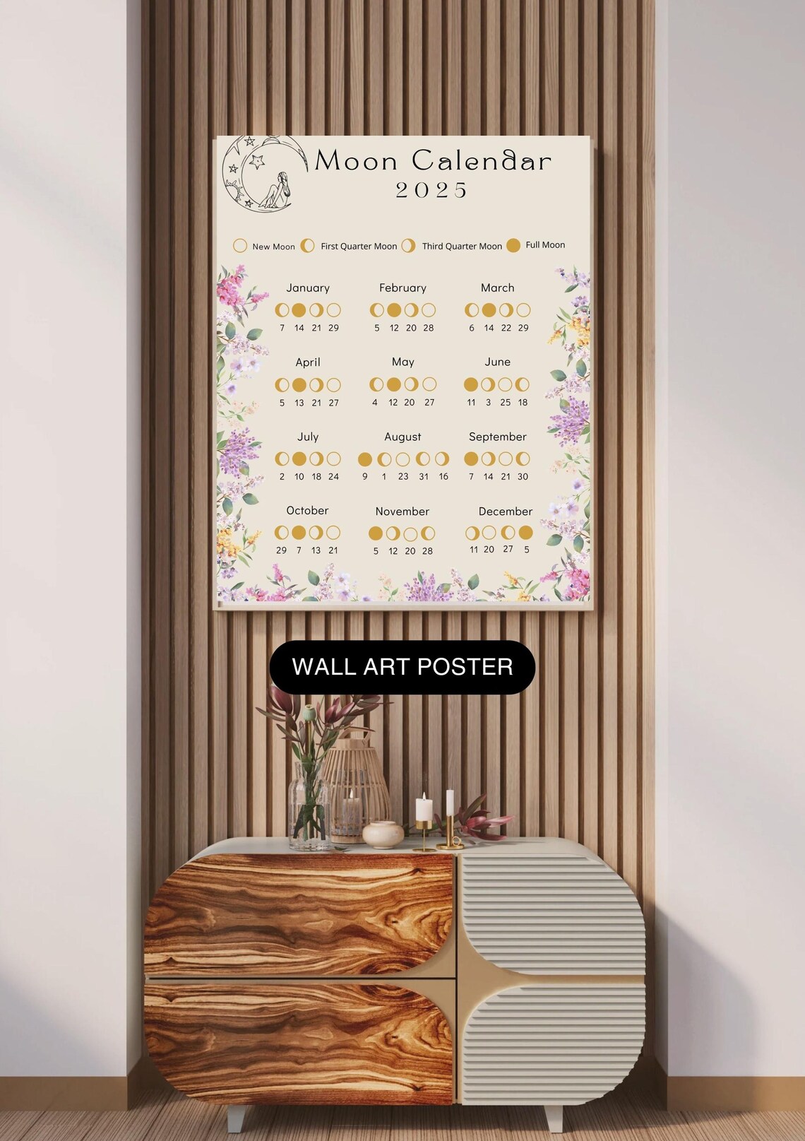Moon Calendar | Lunar Calendar | Moon Phase Planner | Full Moons ...
