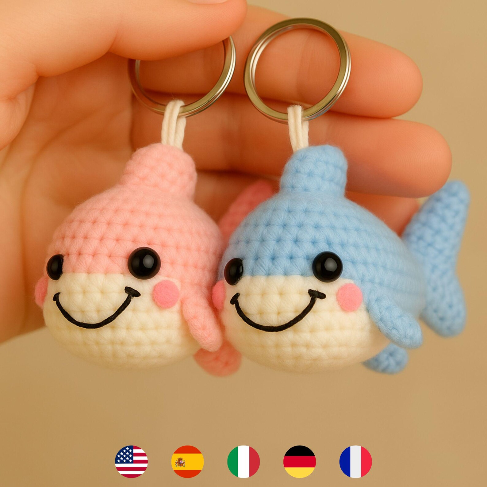 Blue Shark Keychain Crochet Pattern – Cute Amigurumi Toy PDF – Easy DIY ...
