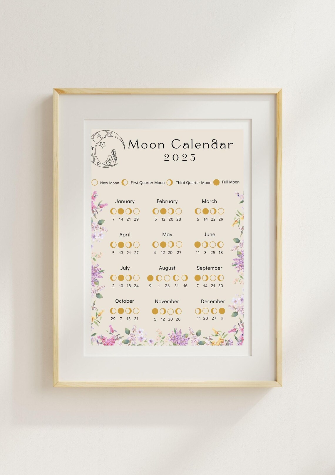 Moon Calendar | Lunar Calendar | Moon Phase Planner | Full Moons ...