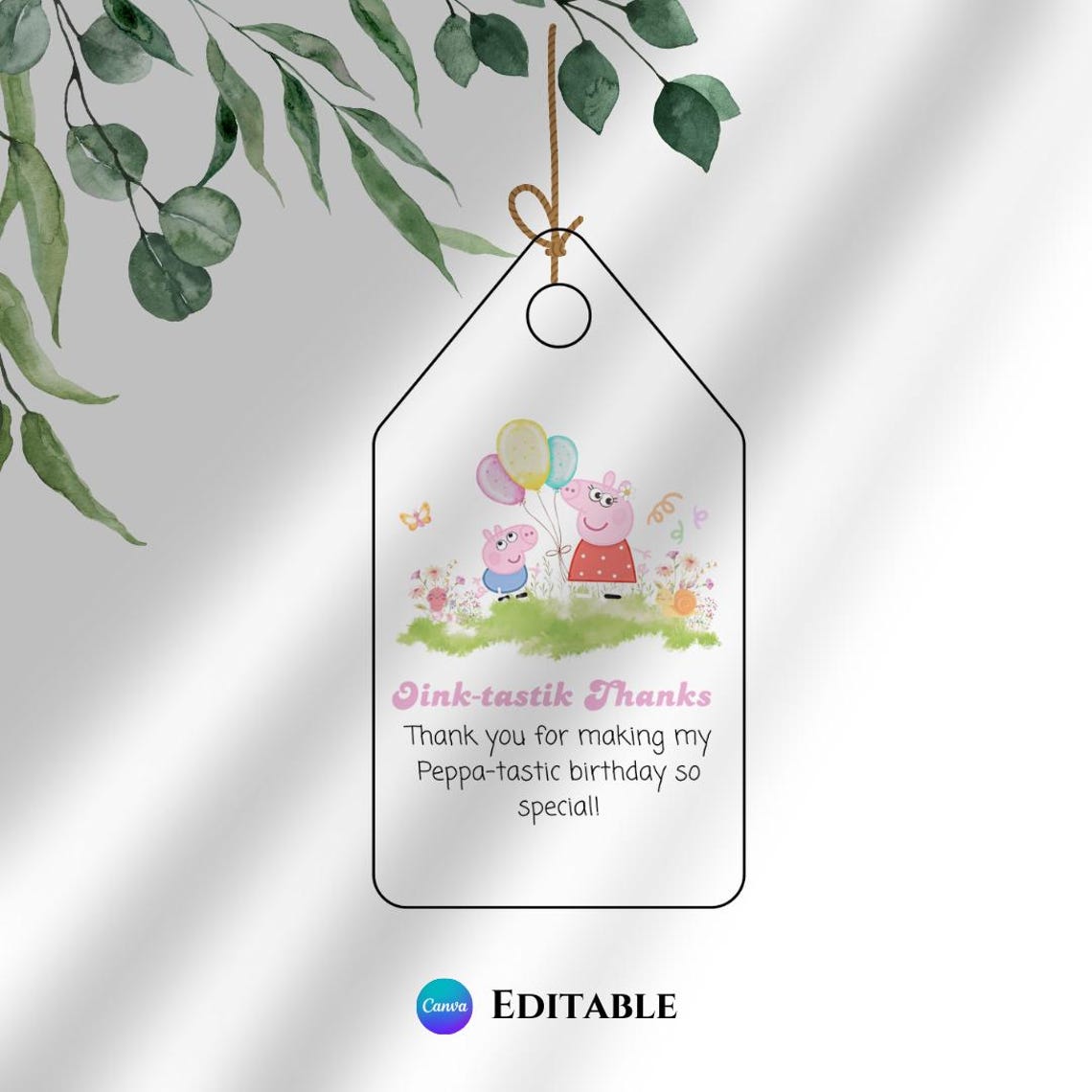 Peppa Pig Favour Tags Peppa Pig Party Decor Bundle Peppa Party ...