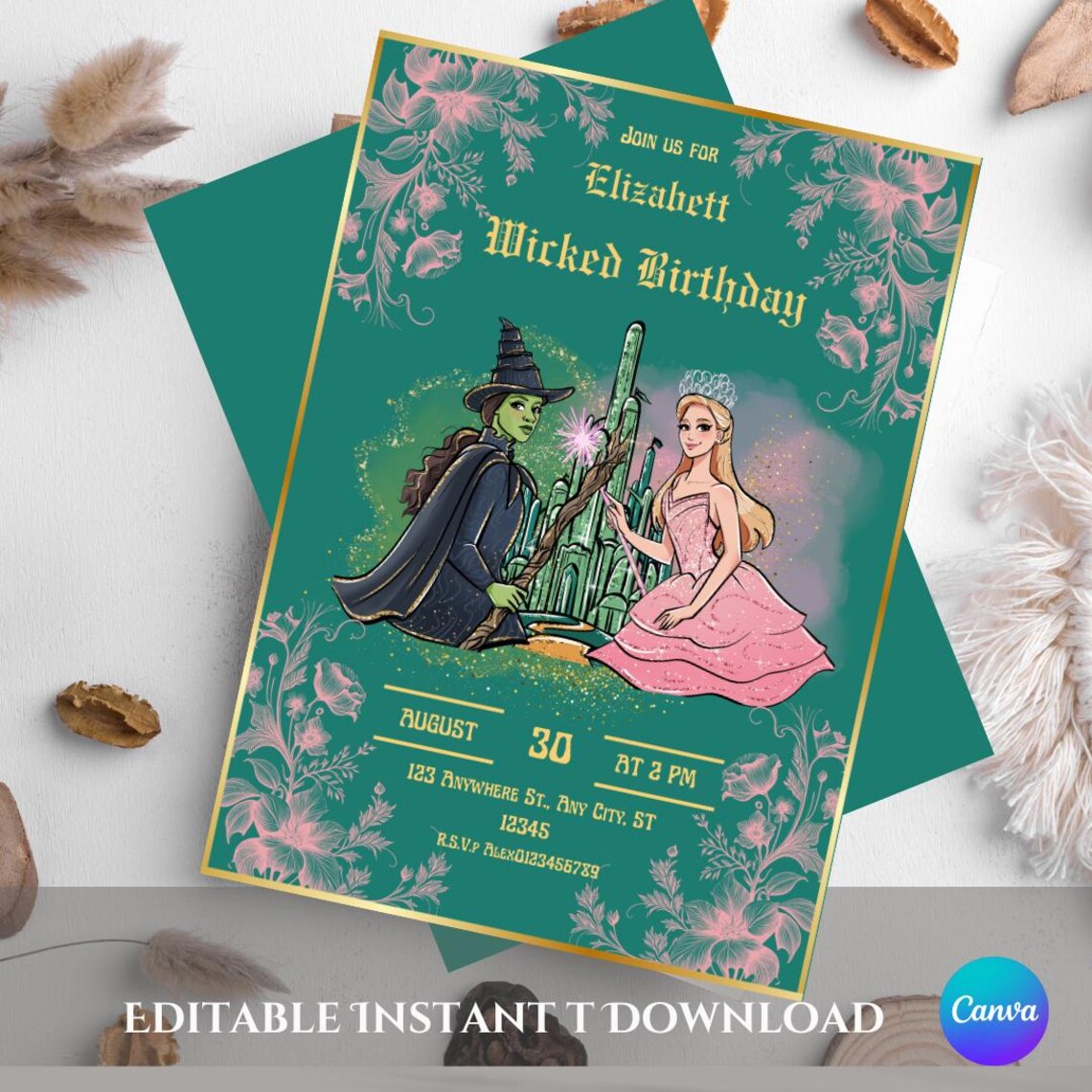 Wicked Birthday Invitation: Editable Musical Party Invite (digital ...