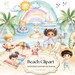 Cute Summer Beach Vacation Clip Art, Children Beach Clipart, Watercolor ...