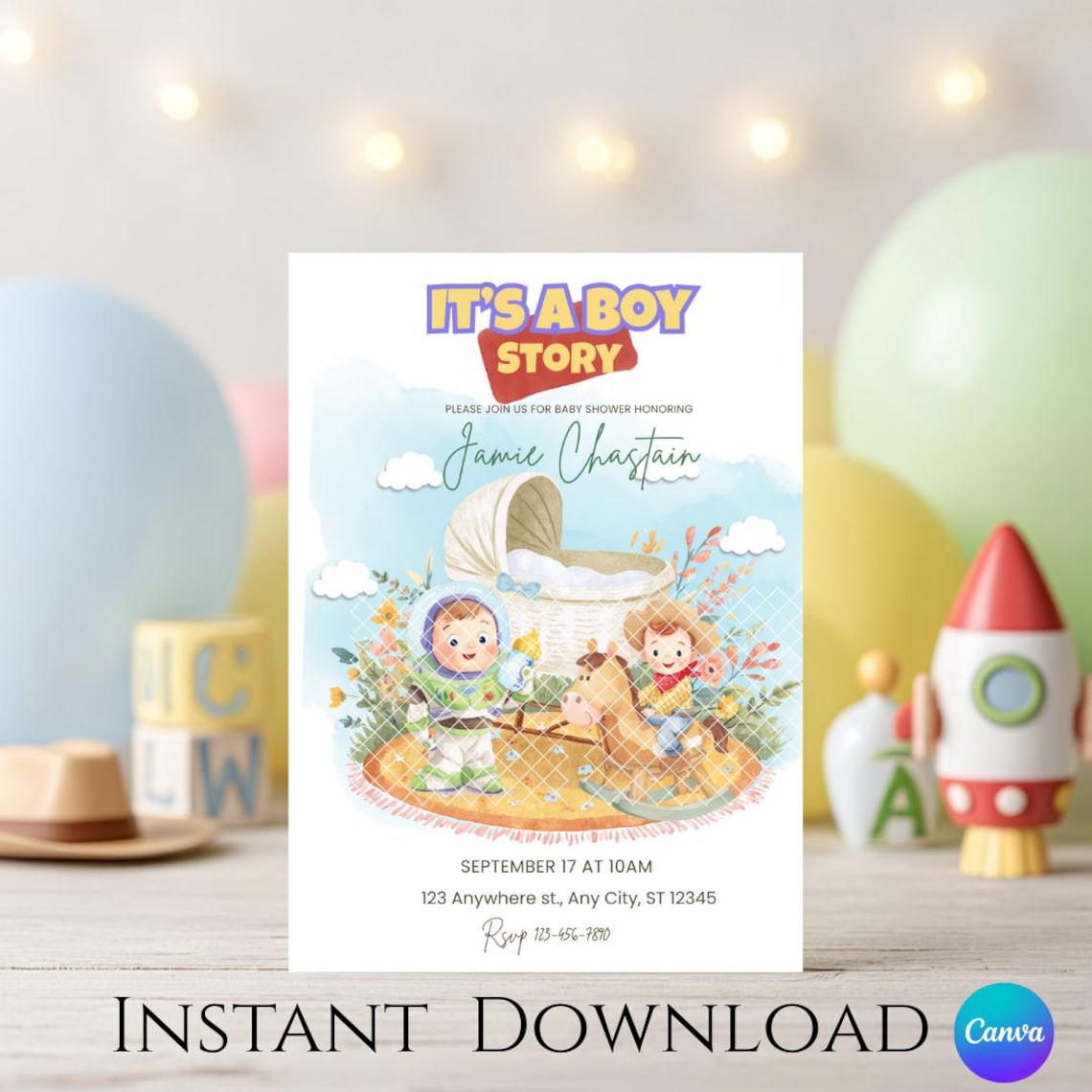 Toy Story Baby Shower Invitation Editable Its a Boy Story Invitation ...