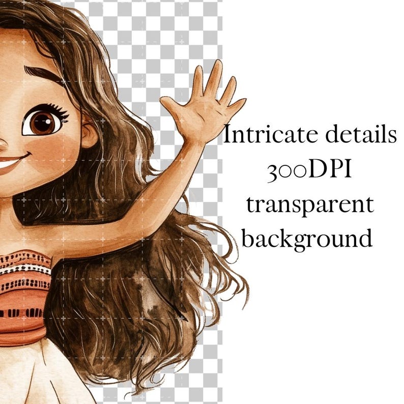 Watercolor Polynesian Princess Clipart: Hawaiian Luau PNG (commercial ...