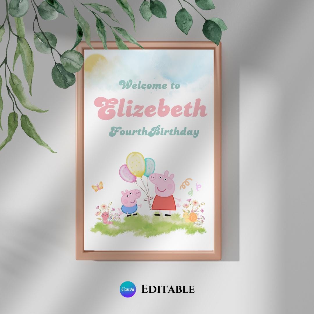 Peppa Pig Birthday Party Welcome Sign Poster Peppa Pig Party Decor ...