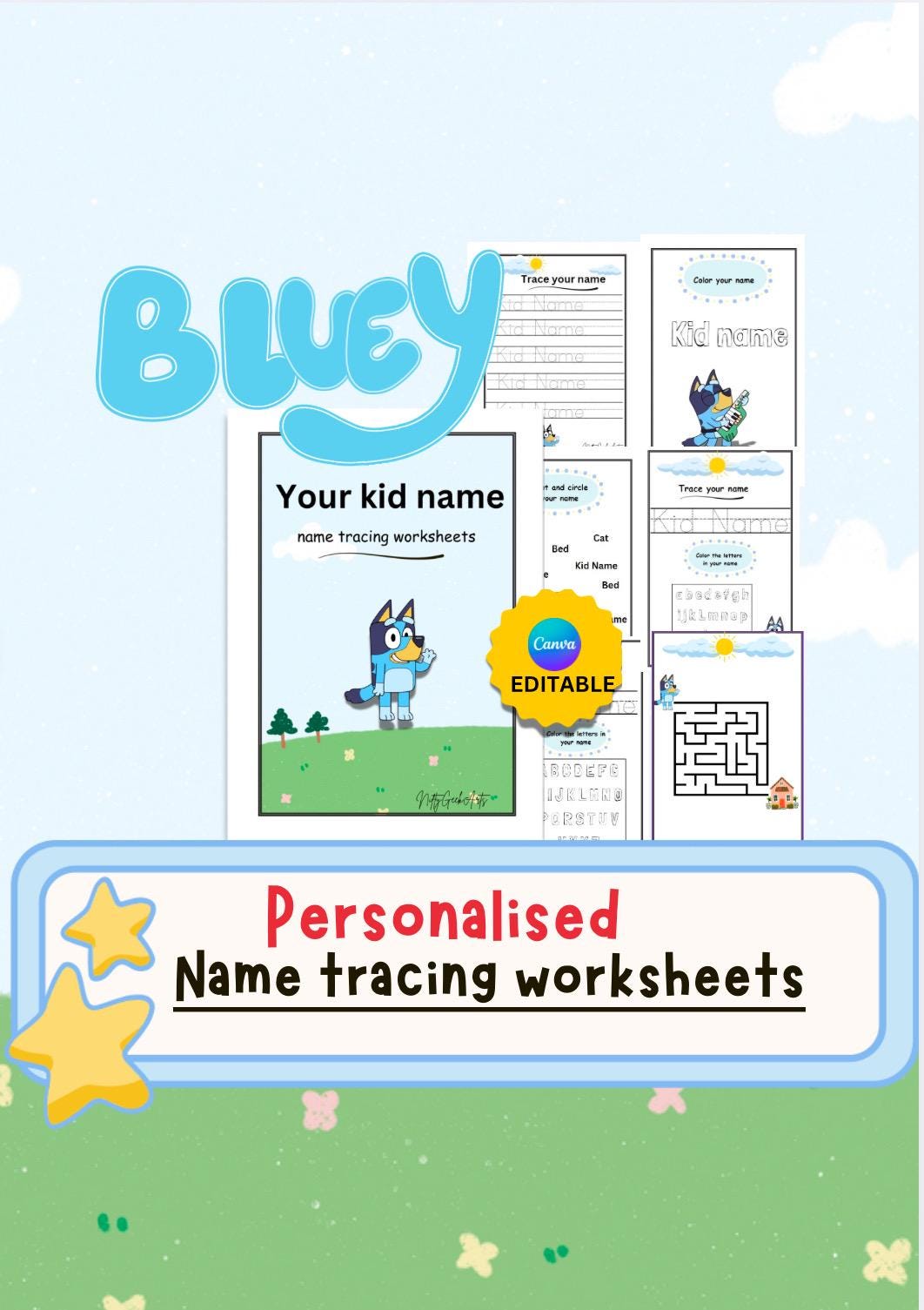 Customisable Name Tracing Worksheet Canva Editable Worksheets Template ...
