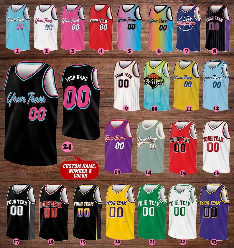 Customizable Basketball Jersey With Team Name & Number Adult Kid Youth ...