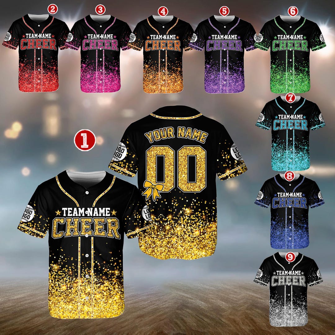 Custom Cheerleading Baseball Jersey, Sparkle Glitter Team Uniform ...
