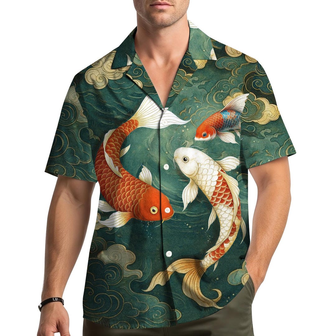 Koi Fish Hawaiian Shirt for Men Women Youth, Vintage Koi Fish Shirt ...