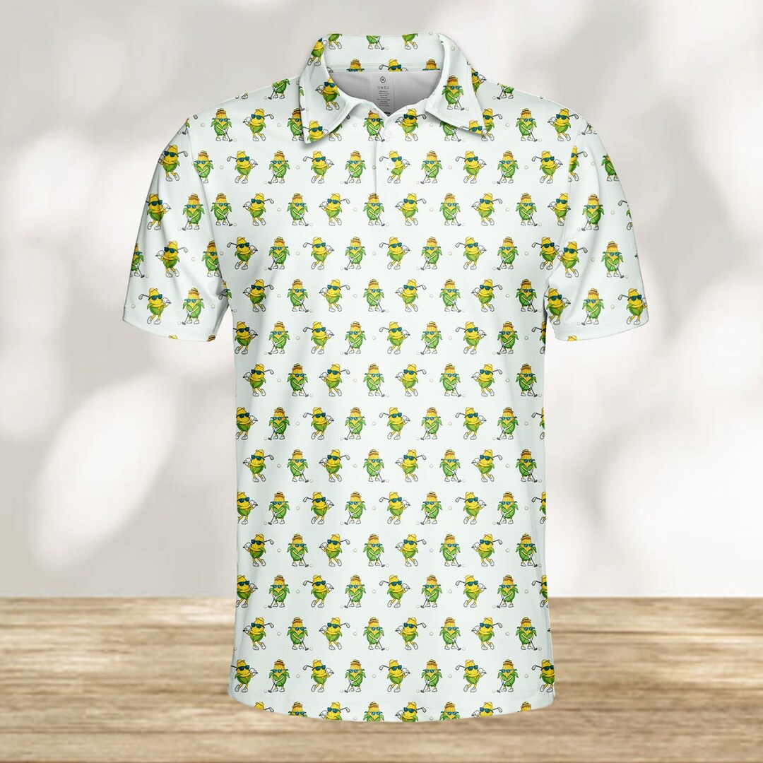 Corn Playing Golf Polo Shirt Men Women, Funny Vegetable Golfer Print ...