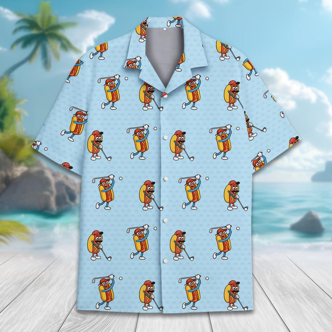 Funny Hot Dog Golf Hawaiian Shirt for Men Women Youth, Funny Hot Dog ...