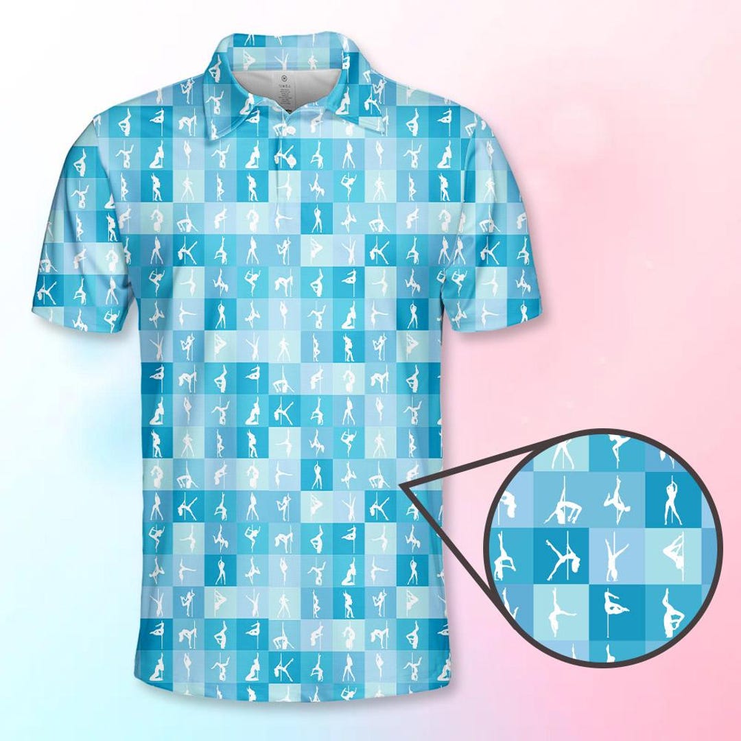 Pole Dance Silhouette Polo Shirt Men Women, Blue Artistic Body Movement ...