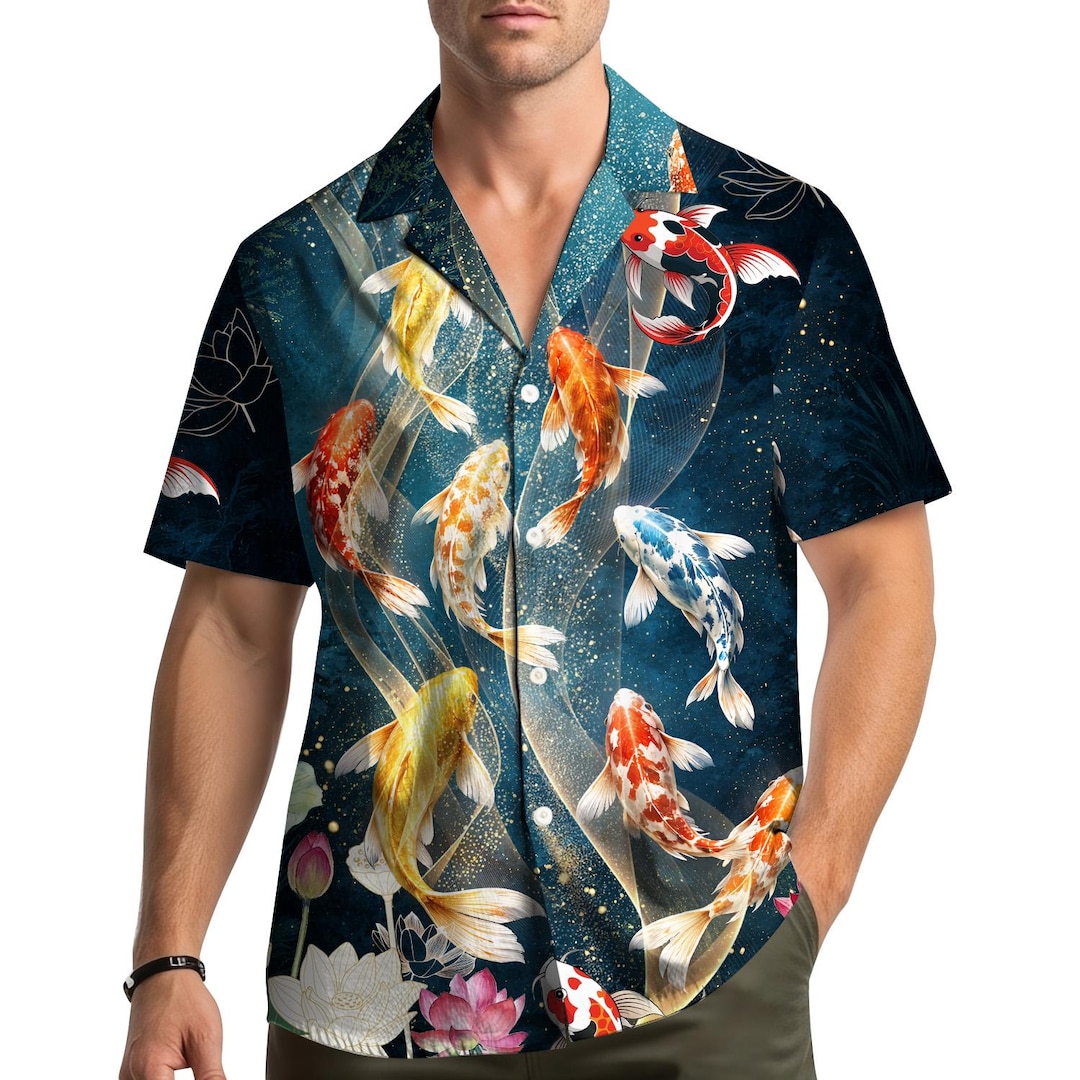 Koi Fish Hawaiian Shirt for Men Women Youth, Luxury Zen Carp Shirt ...