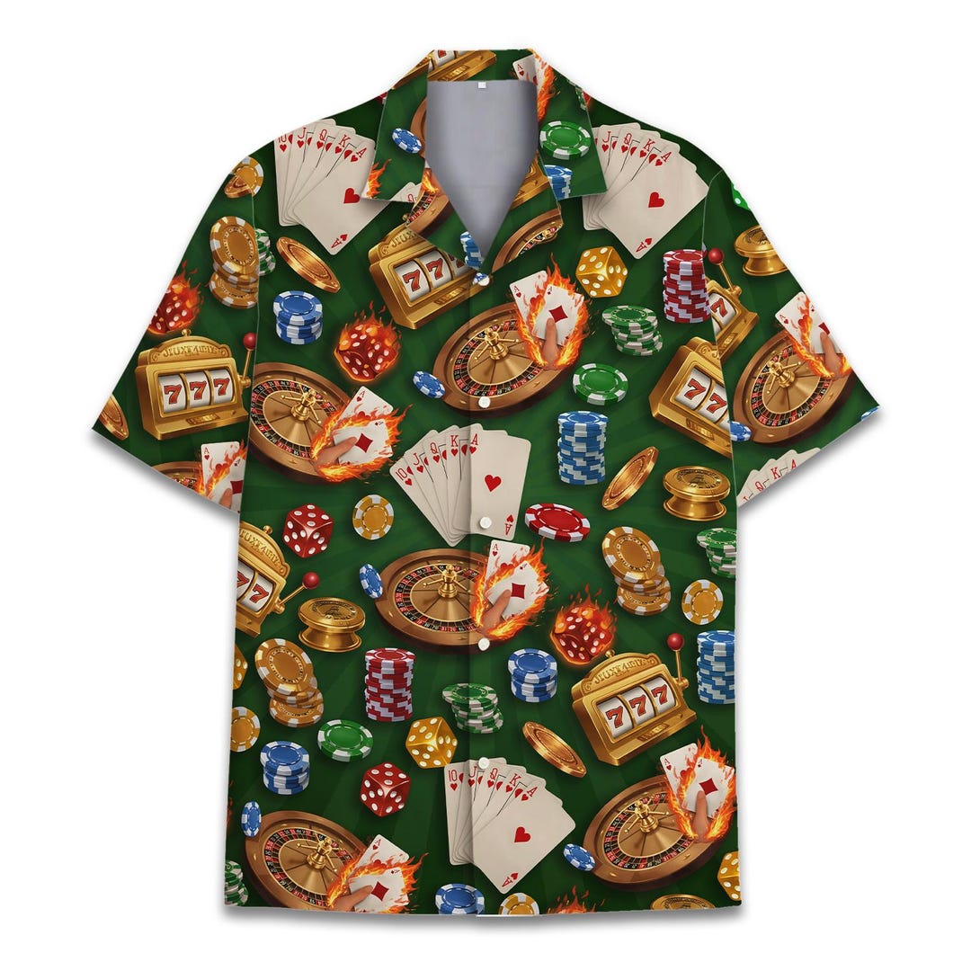 Casino Hawaiian Shirt for Men Women, Gambling Button-down Shirt Short ...