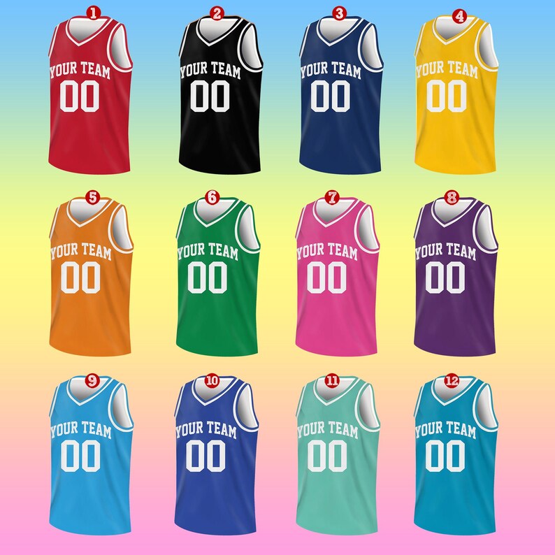 Customizable Basketball Jersey With Team Name & Number, Personalization ...