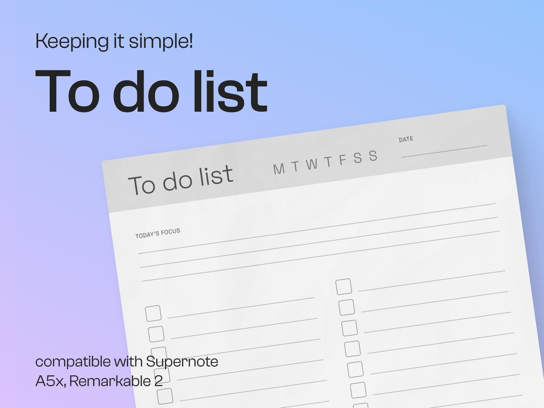 To-do List - Keeping It Simple! (compatible With Supernote A5X and ...